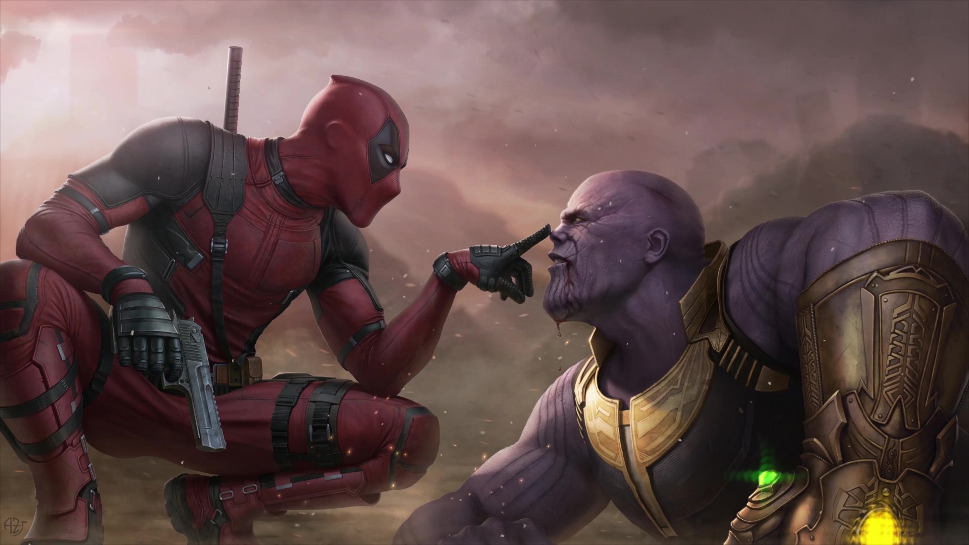 Deadpool Booping Thanos On The Nose Marvel Live Wallpaper - MoeWalls