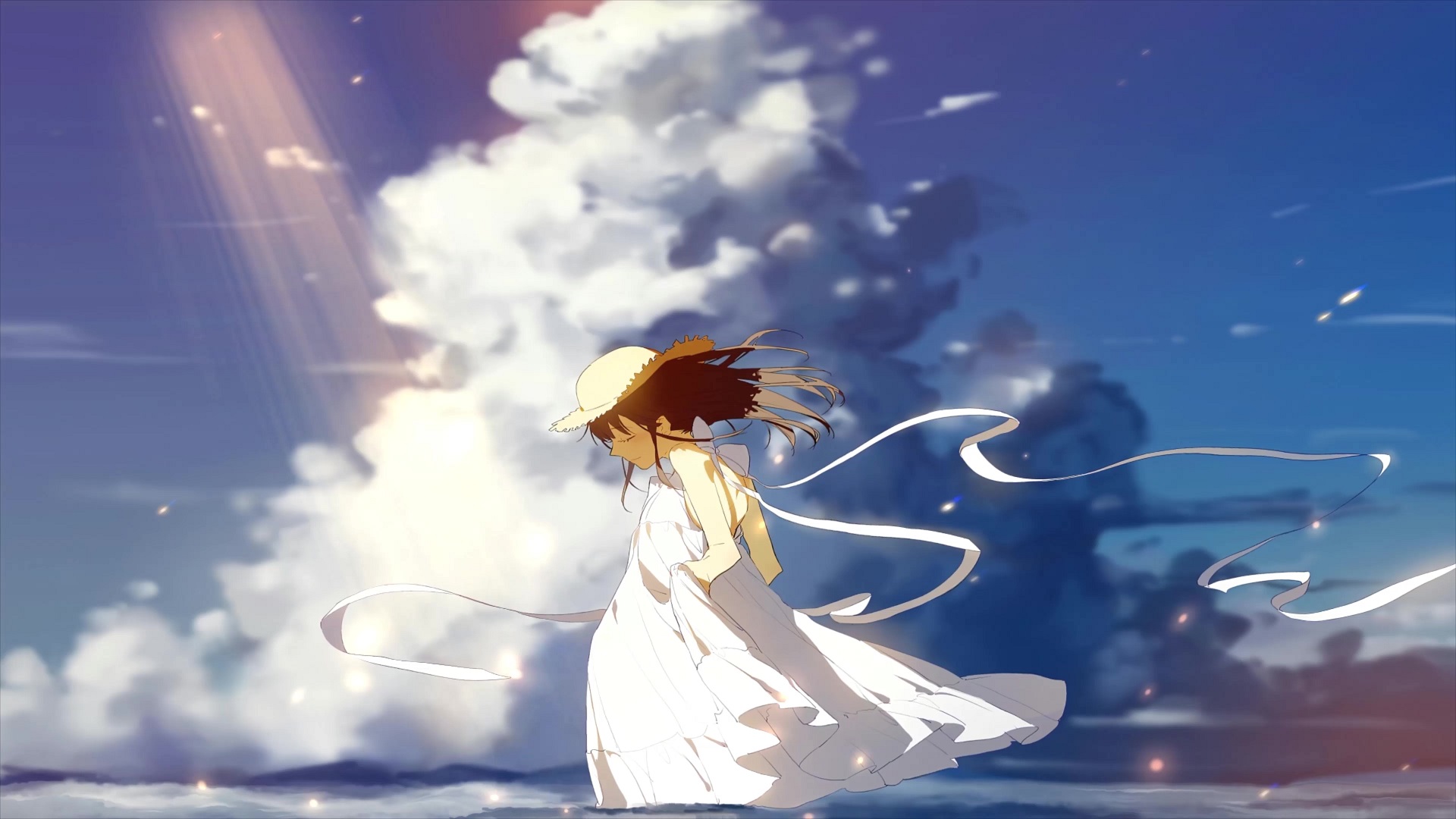 Anime Girl In White Dress Live Wallpaper - MoeWalls