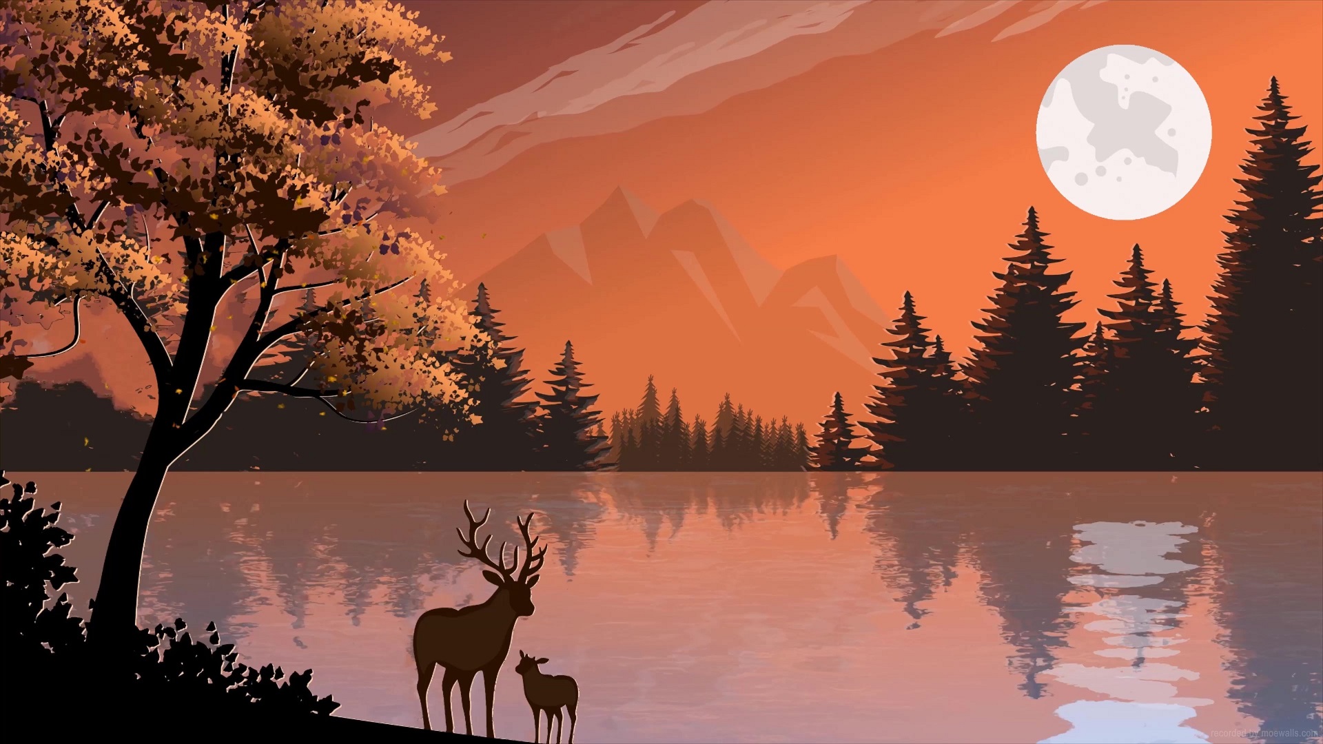 Reindeer Mother And Child Live Wallpaper - MoeWalls