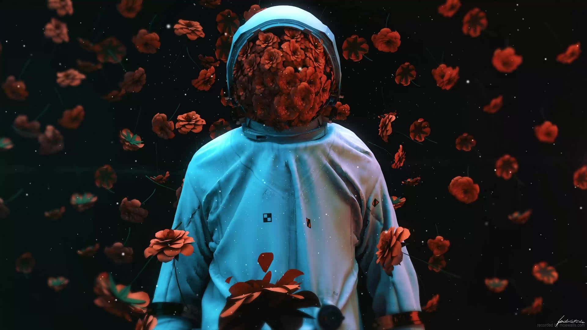 Astronaut Flowers Live Wallpaper - MoeWalls