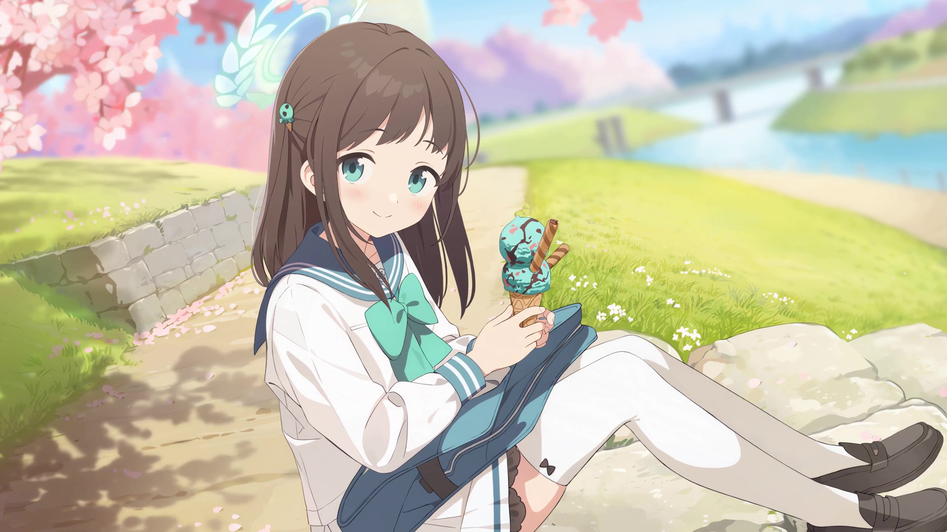 Airi Eating Ice Cream Blue Archive Live Wallpaper - MoeWalls
