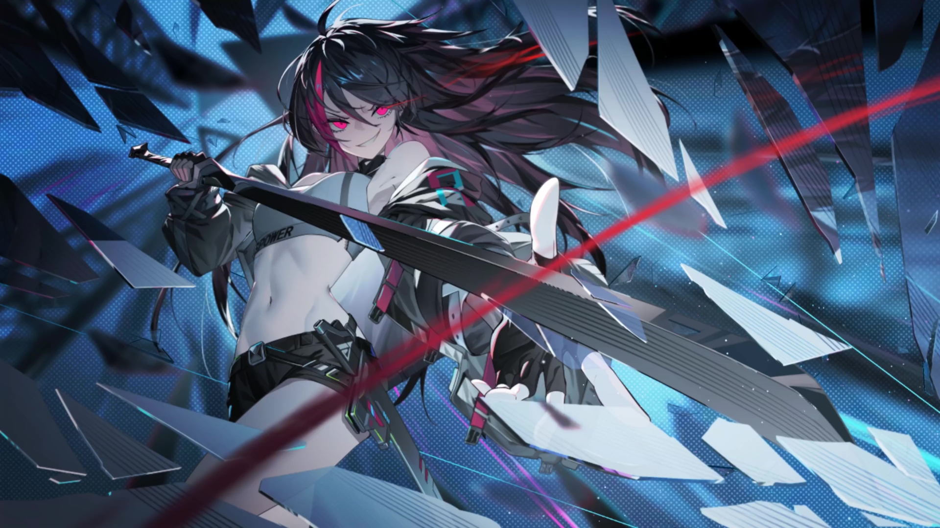 Anime Girl Cyber Sword Live Wallpaper - MoeWalls