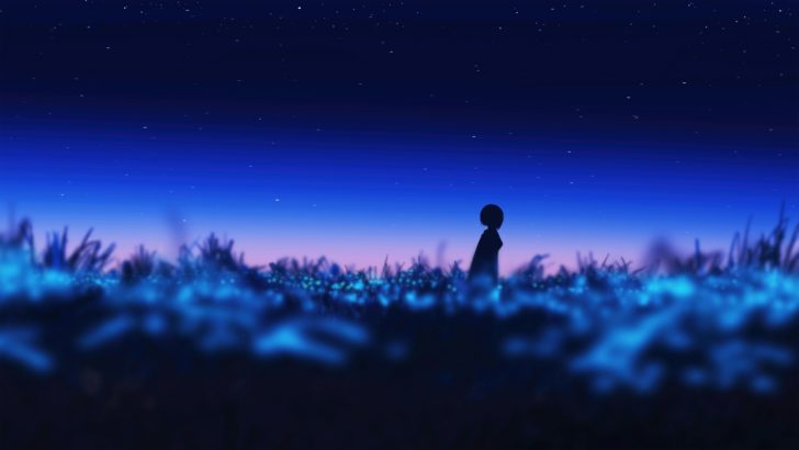 Silhouetted Anime Girl Under Starry Night Sky Live Wallpaper - MoeWalls