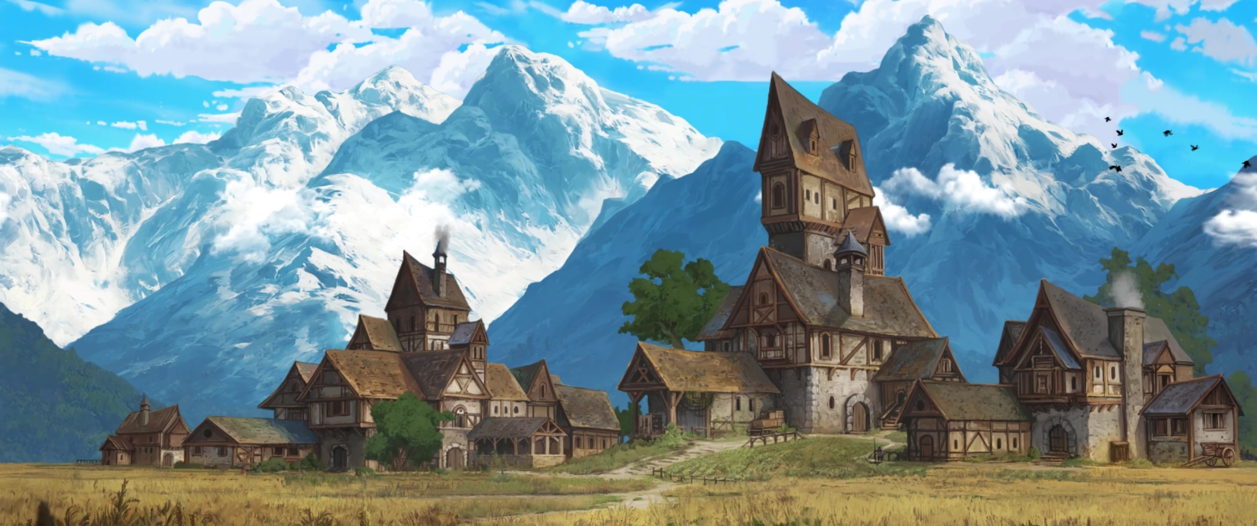 Mountain Clouds Village Live Wallpaper - MoeWalls