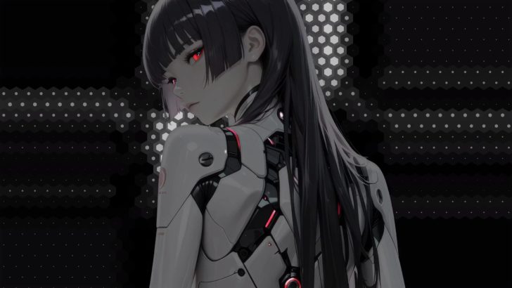 Robot Anime Girl Monochrome Live Wallpaper - MoeWalls