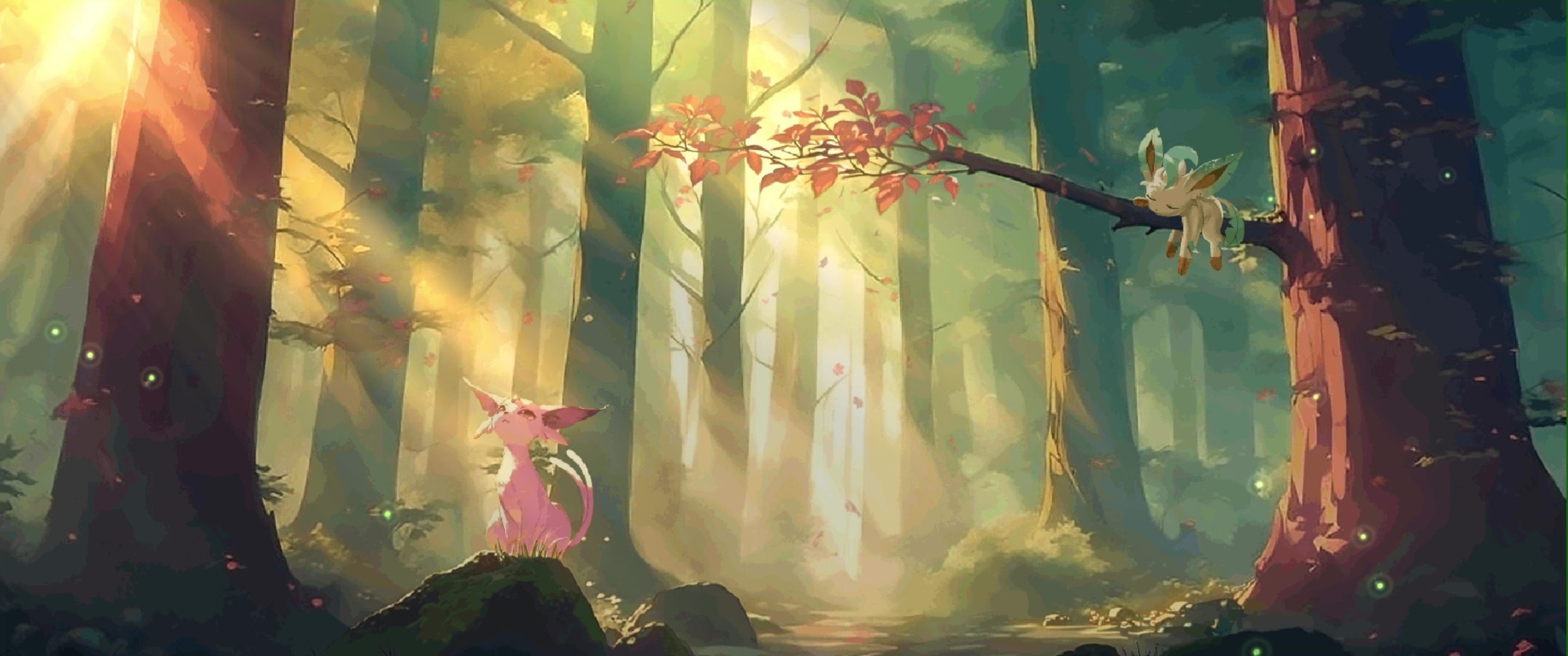 Pokemon Leafeaon And Espeon Forest Live Wallpaper - MoeWalls