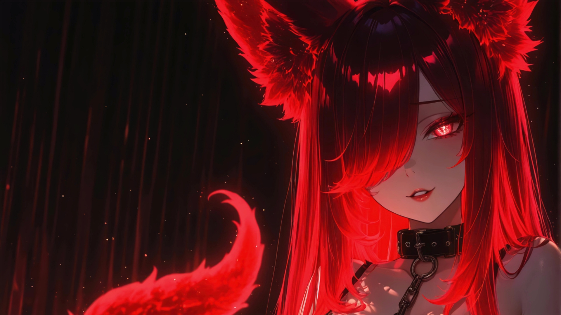 Crimson Kitsune Live Wallpaper - MoeWalls