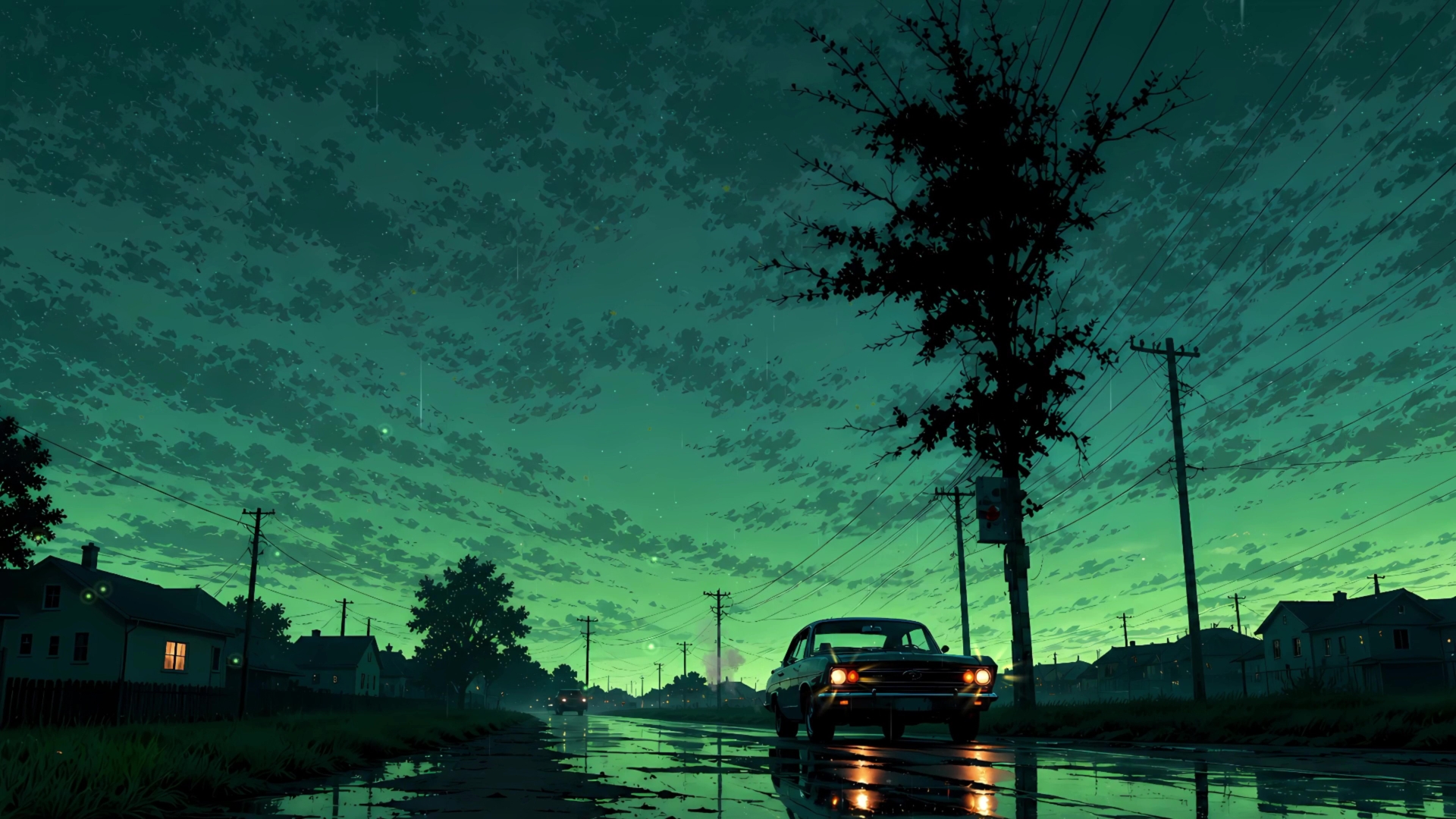 Green Night Driving Live Wallpaper - MoeWalls