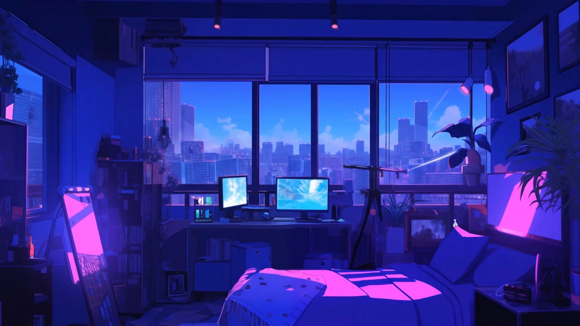 Neon Purple Midnight Chill Live Wallpaper - MoeWalls